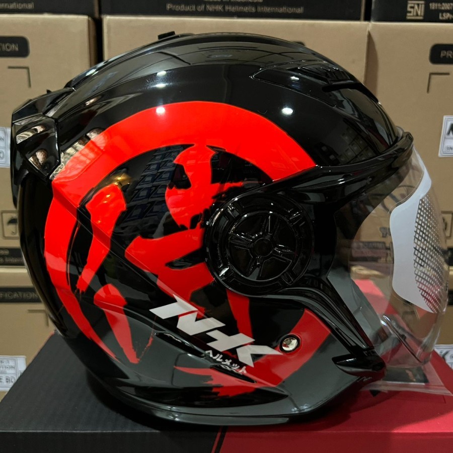 Jual HELM NHK GLADIATOR KANJI BLACK RED GLOSS HELM OPEN FACE | Shopee ...