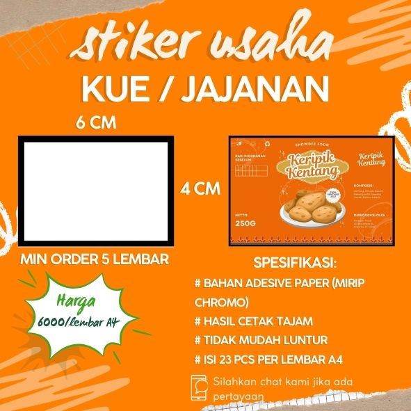 Jual Stiker Label Usaha/ Stiker Kemasan / Stiker Produk makanan,kue ...