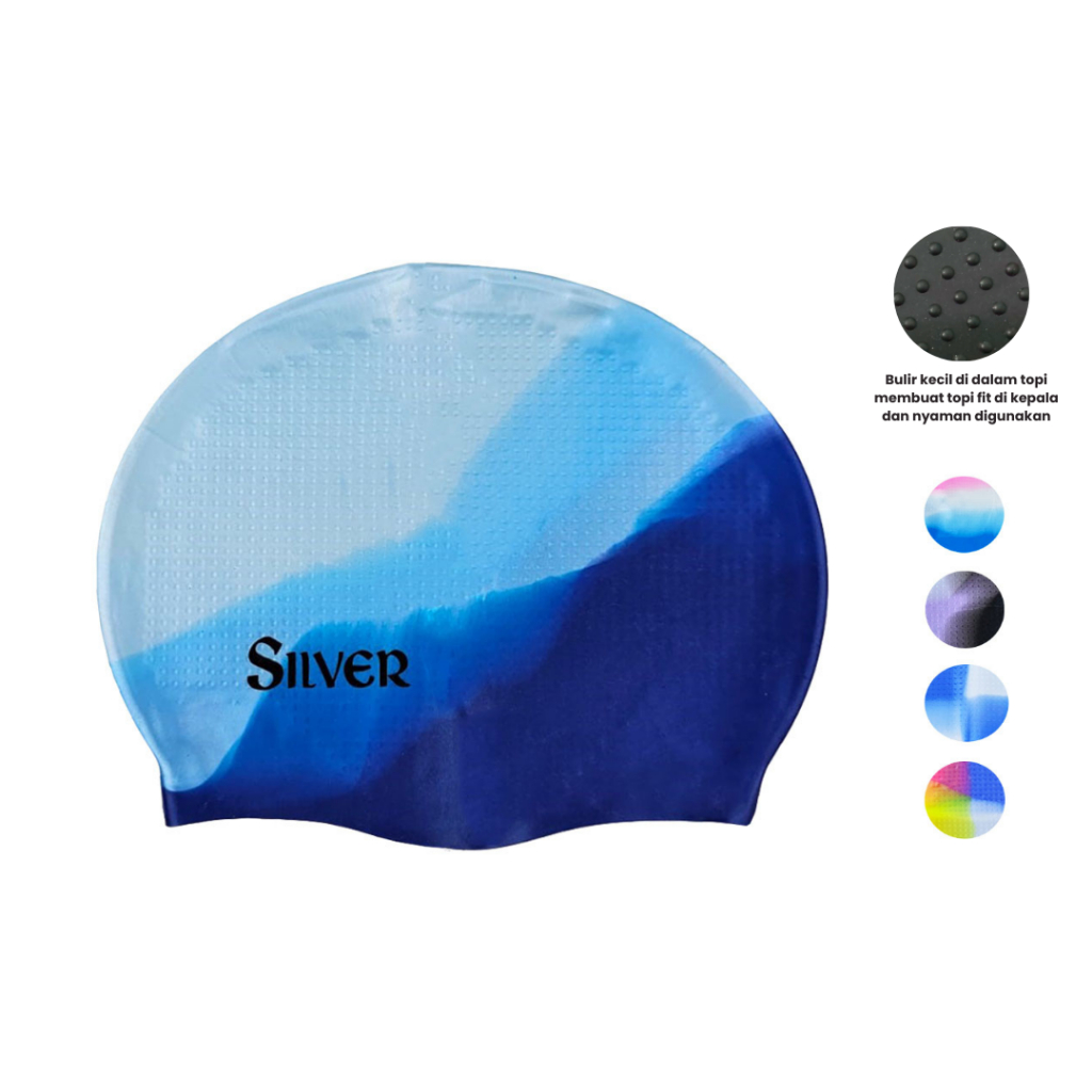 Jual SILVER Topi Renang Dewasa Silikon Adult Silicone Swimcap - 17008.002 | Shopee Indonesia