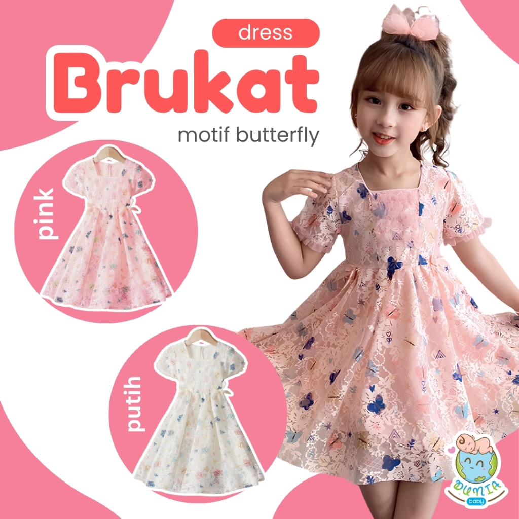 Jual DUNIABABY 1-8 Tahun Dress Brukat Butterfly Gaun Anak Perempuan ...