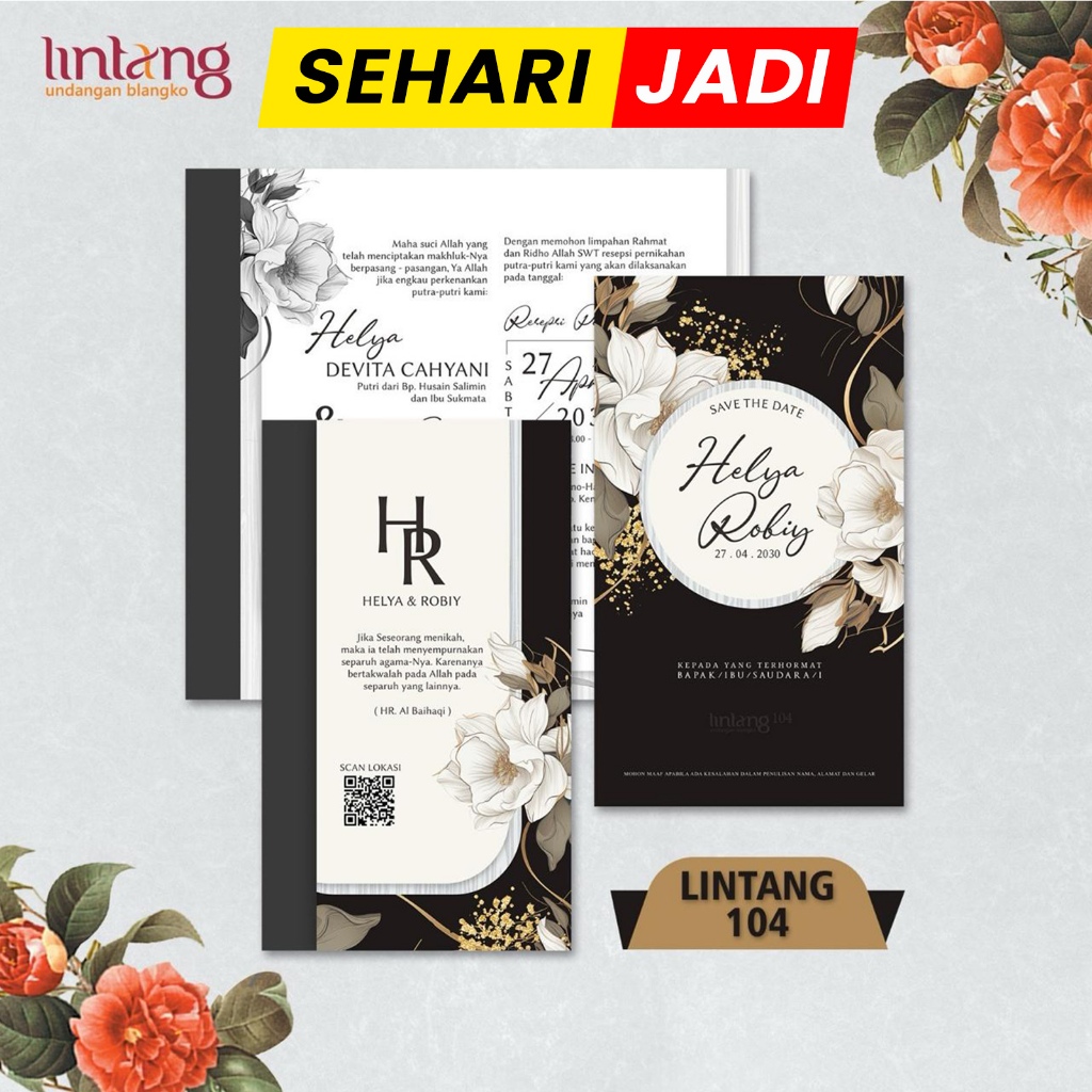 Jual LINTANG 104 SEHARI JADI CETAK UNDANGAN PERNIKAHAN MURAH HITAM ...