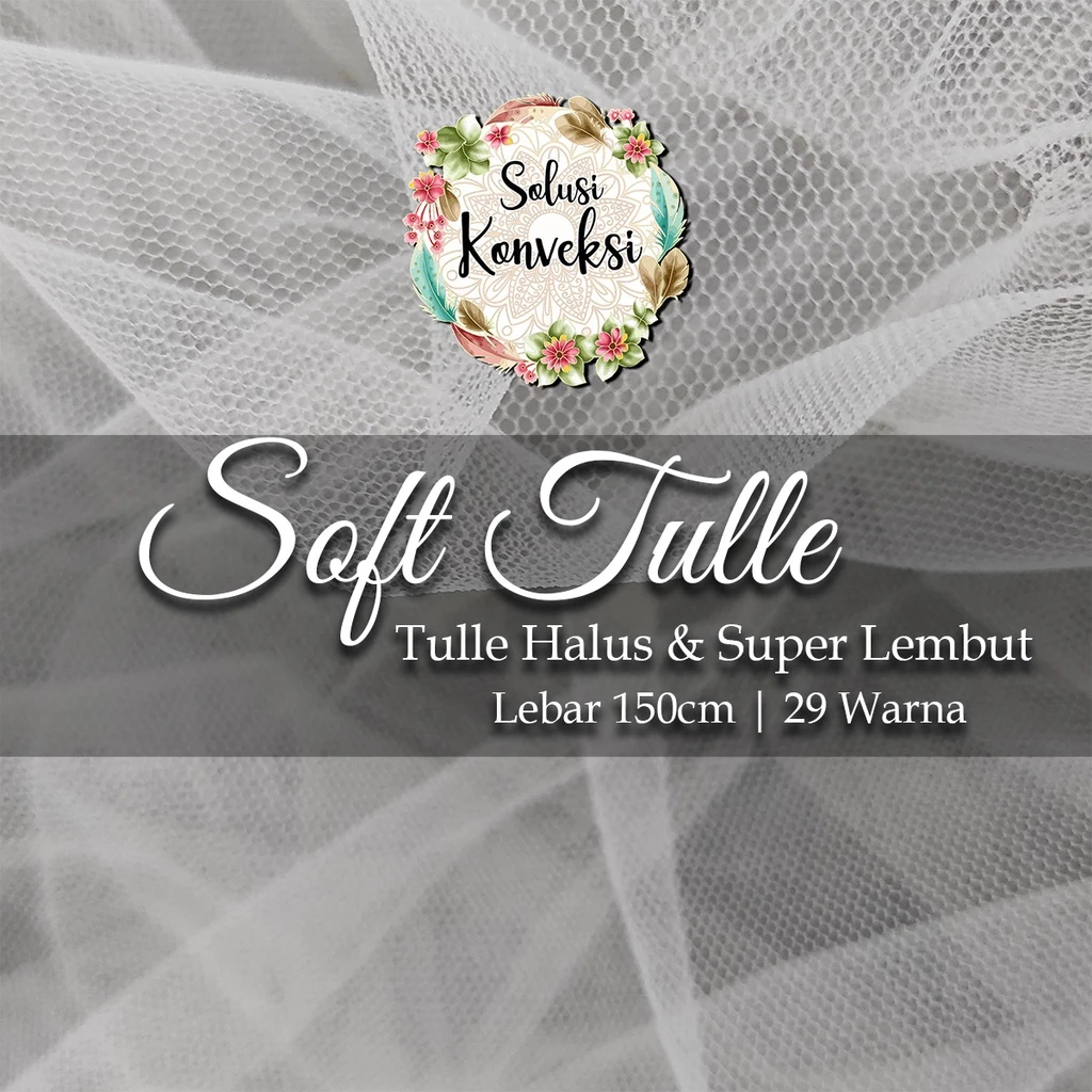 Jual (Part 1) 0,5m Kain Tile polos eceran soft tulle kain tule lembut ...