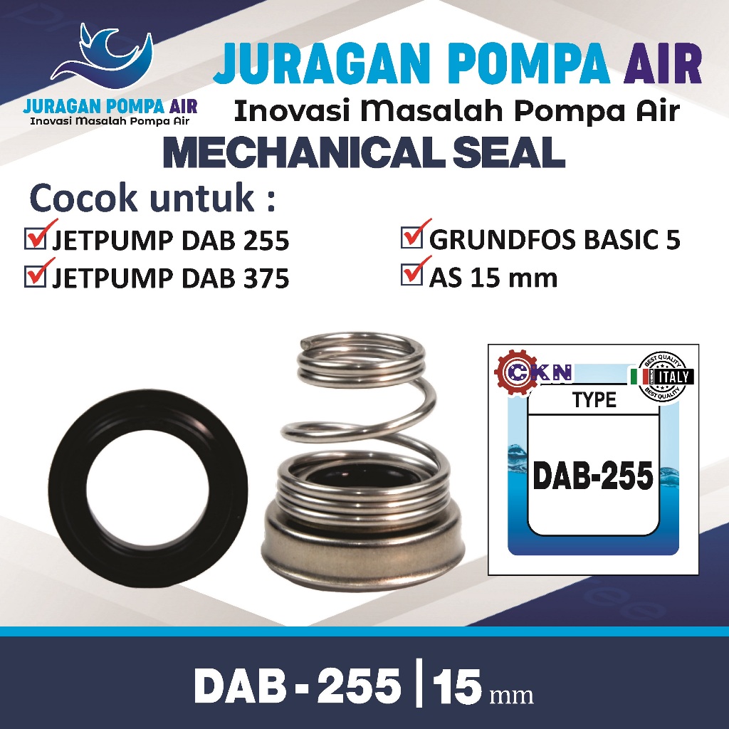 Jual MECHANICAL SEAL POMPA AIR DAB 255 / 370 KRUCUT KEONG SIL MEKANIK ...