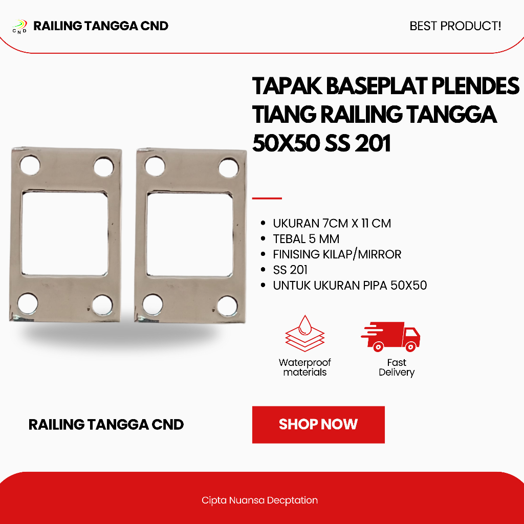 Jual PLENDES TAPAK 50x50 Ss 304 TIANG RAILING TANGGA STAINLESS | Shopee ...