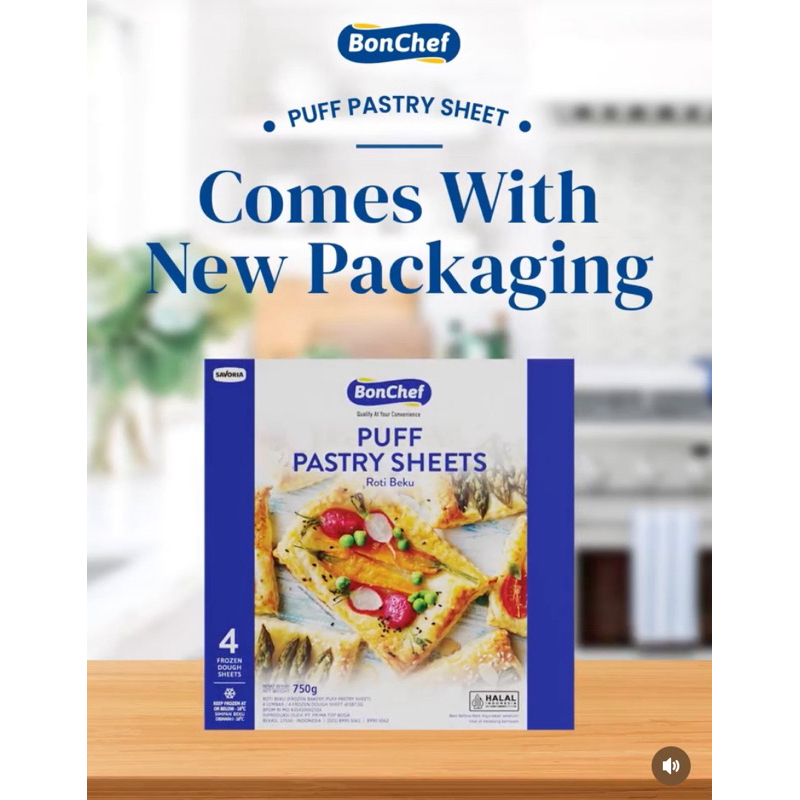 Jual Bon Chef Puff Pastry Sheets 750 Gram Frozen Kulit PuffPastry ...