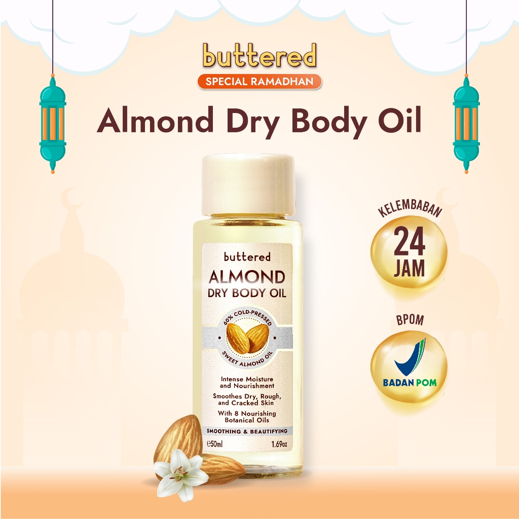 Jual Pre Order Buttered Almond Dry Body Oil 60% Cold Pressed Sweet Almond Oil Vitamin E dan ...