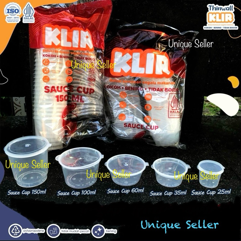 Jual Thinwall Cup 25ml 35ml 60ml isi 50 set & 100ml 150ml isi 25 set KLIR / Thinwall Sauce Cup ...