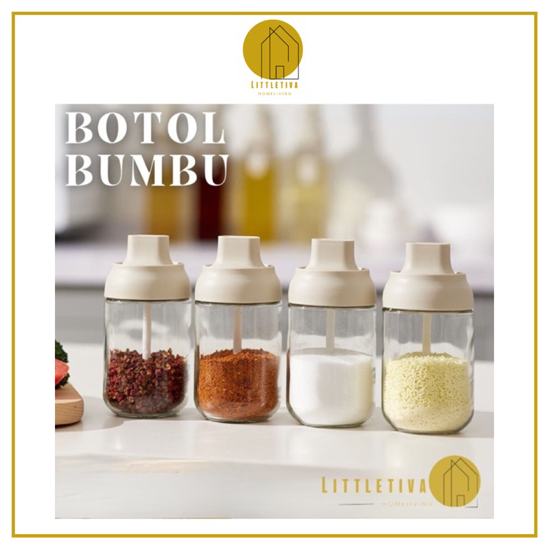 Jual Botol bumbu dapur,botol bumbu kaca dengan sendok, toples bumbu ...