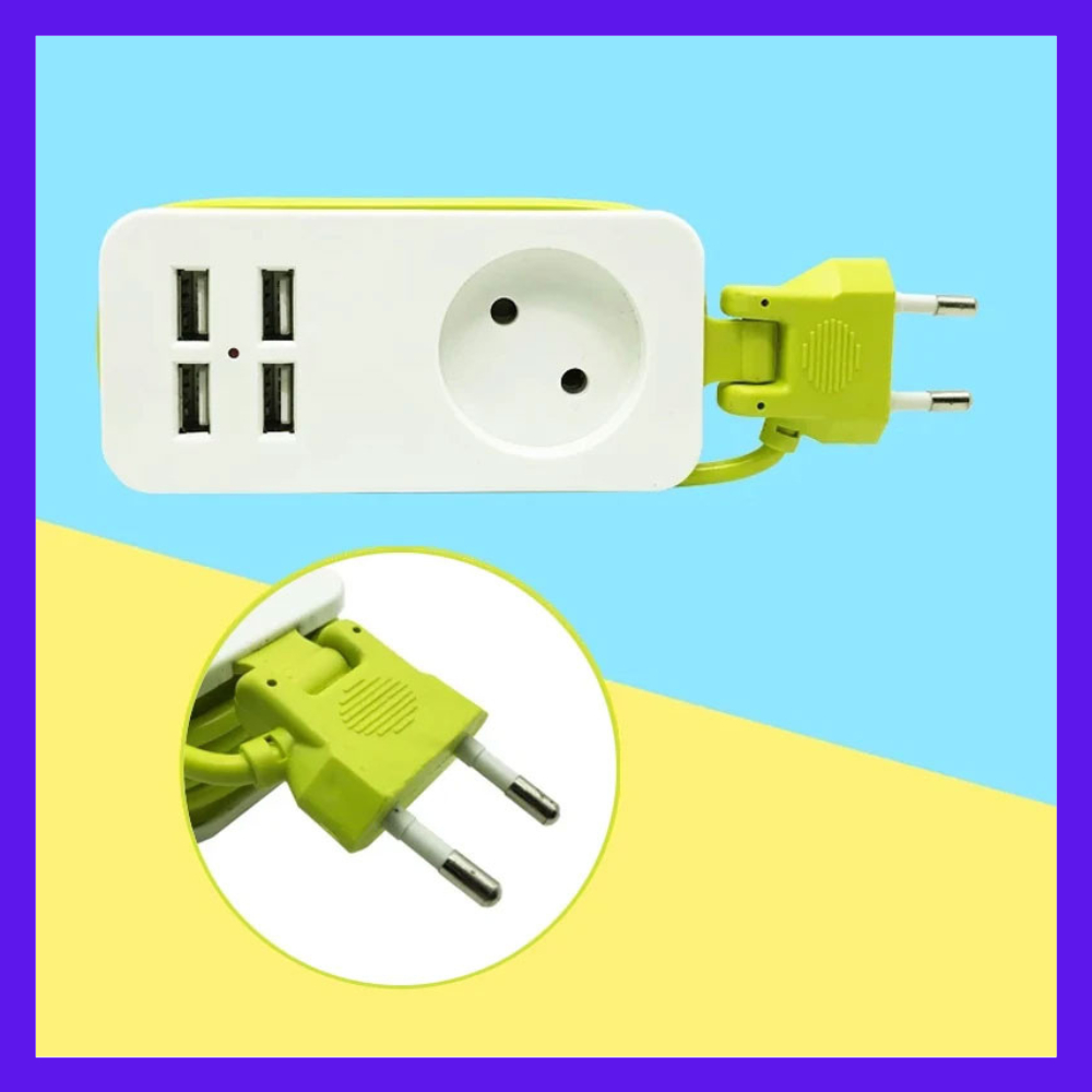 Jual Portable Stop Kontak Travel - 4 USB Port - 1 colokan Kabel 1,5 ...