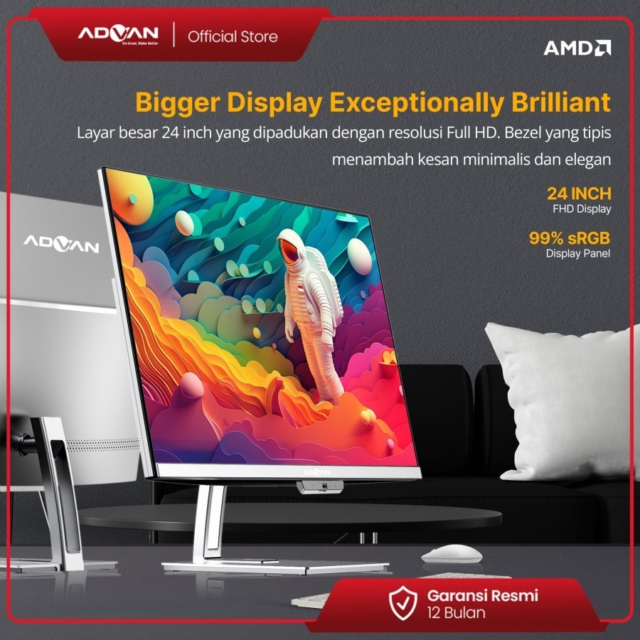 Jual Advan All In One PC AIO OnePC AMD Ryzen 5 5500 U 8GB/512GB Windows ...