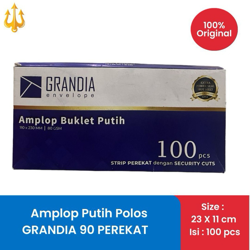 Jual Amplop Putih Polos Grandia 90 Perekat isi 100 | Shopee Indonesia