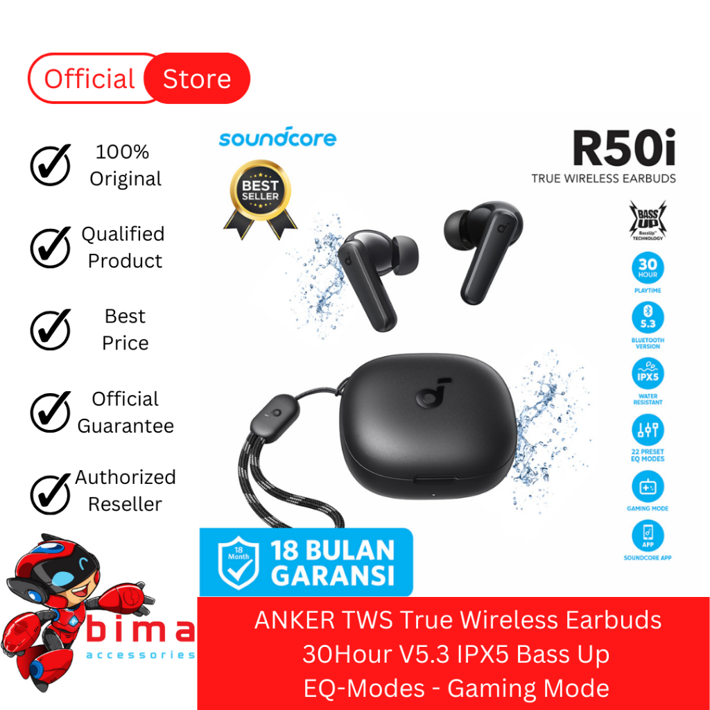 Jual ANKER TWS Soundcore TWS True Wireless Earbuds Earphone Bass R50i ...
