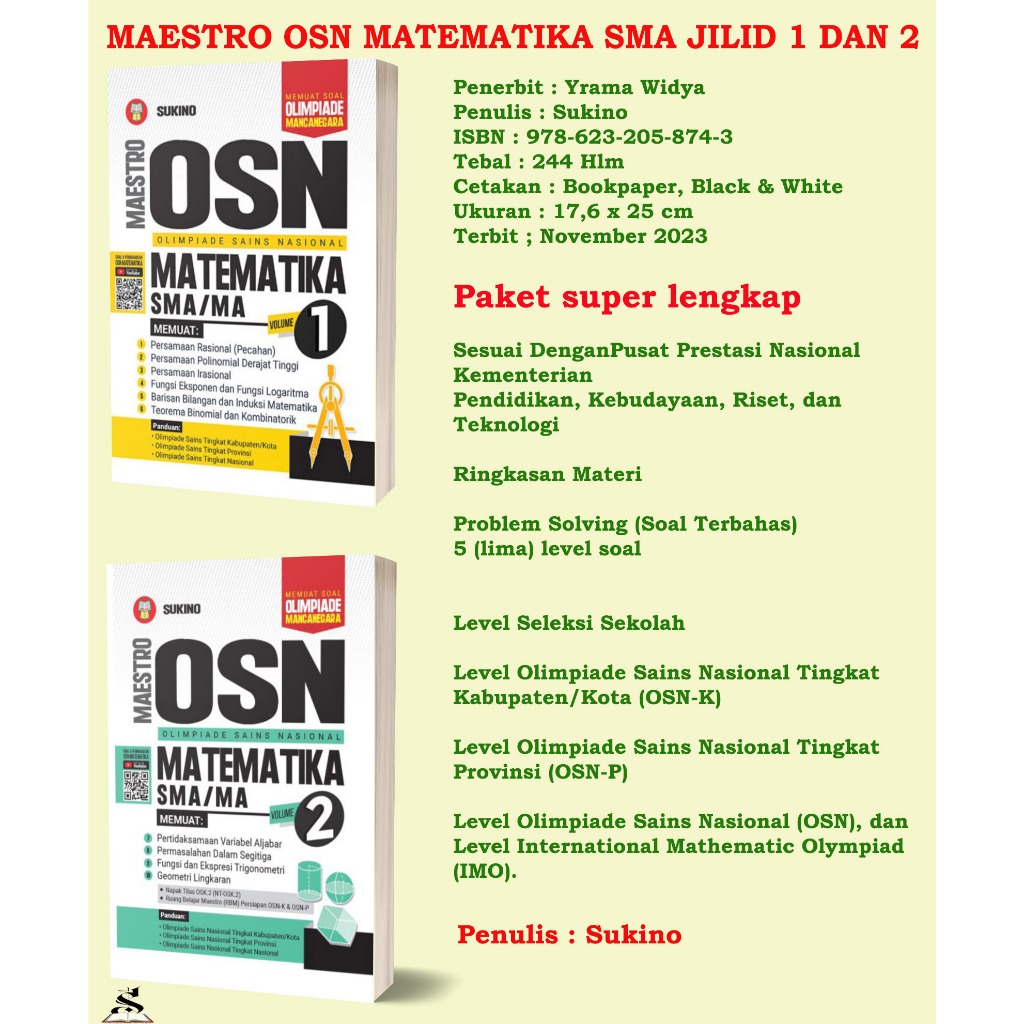 Jual BUKU MAESTRO OSN MATEMATIKA SMA JILID 1-BUKU MAESTRO OSN MATEMATIKA SMA JILID 2 | Shopee ...