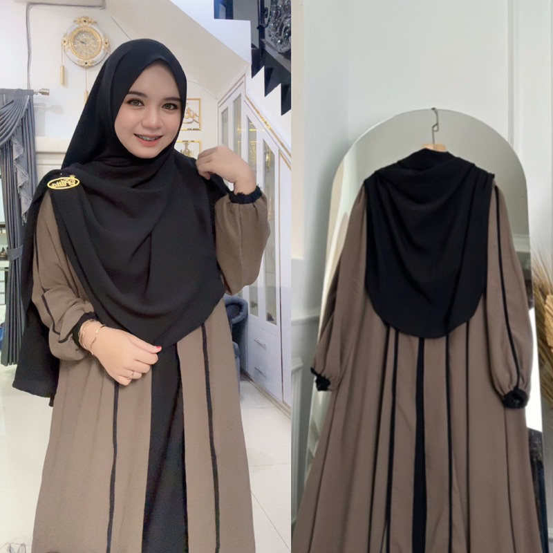 Jual Halwa Set Syari Gamis Polos crinkle airflow Set Hijab pashmina ...