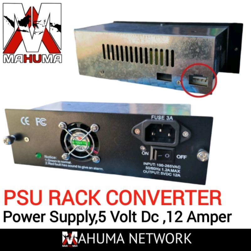 Jual ADAPTOR POWER SUPPLY PSU UNTUK RACK CONVERTER HTB 5V 12A 5 VOLT 12 ...