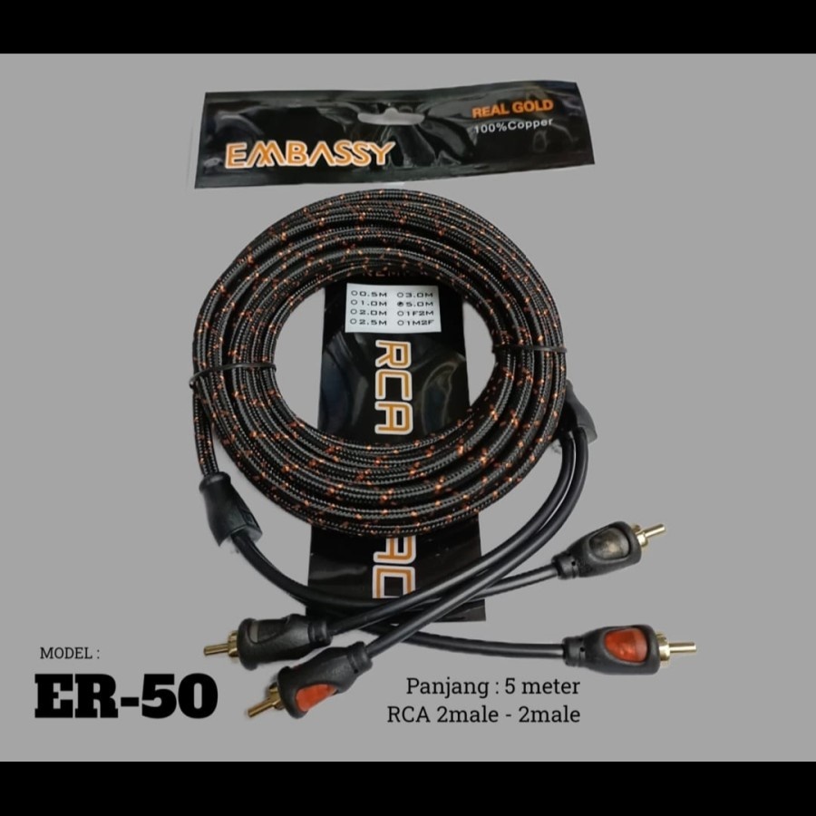 Jual Kabel Audio Rca 2-2 Embassy 5 Meter | Shopee Indonesia