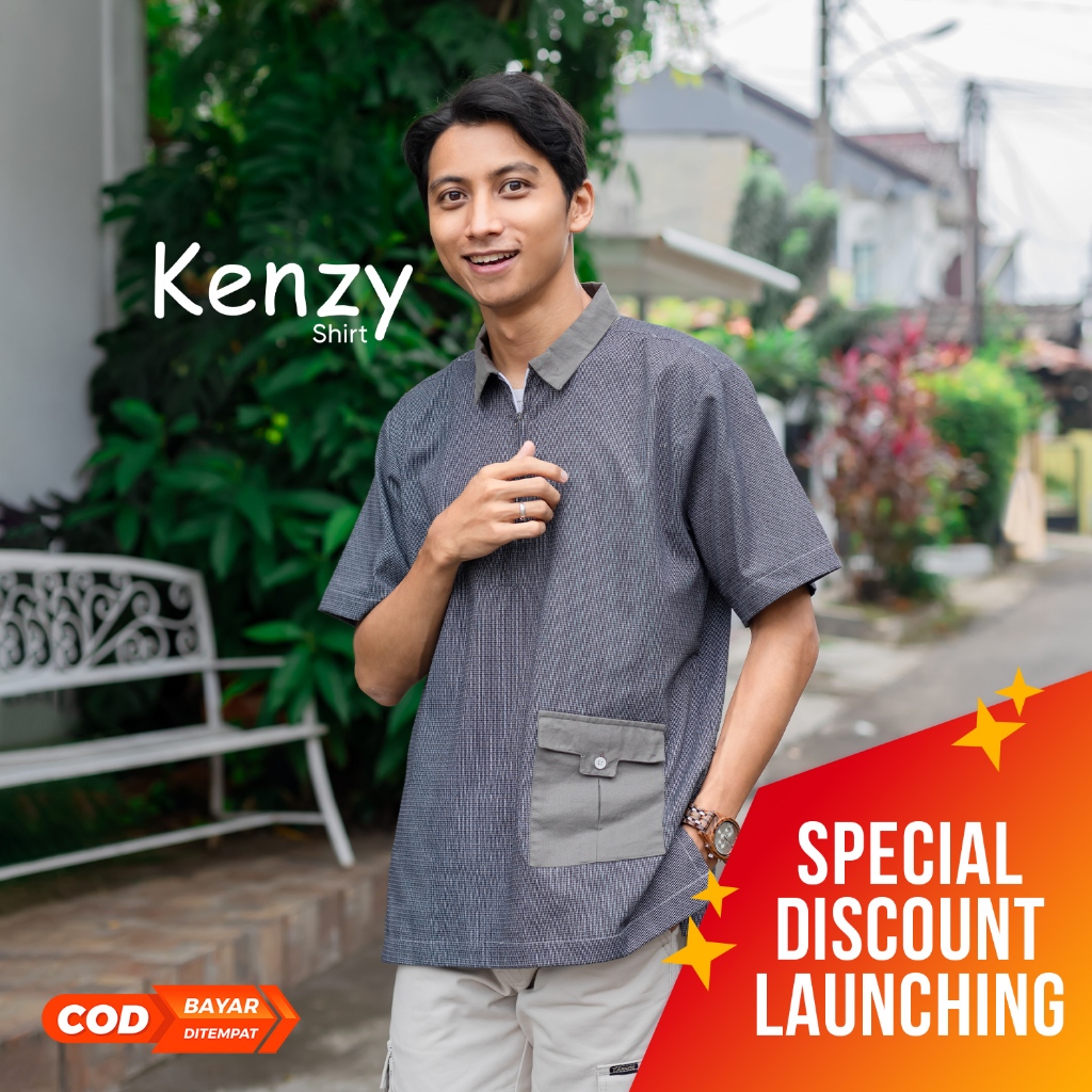 Jual JILBRAVE Kenzy Shirt Kemeja Lebaran Pria Casual Style Lengan Pendek | Shopee Indonesia