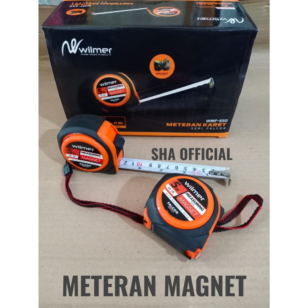 Jual Meteran Autostop Magnet Lapis Karet WILMER FALCON 5 Meter Meteran ...