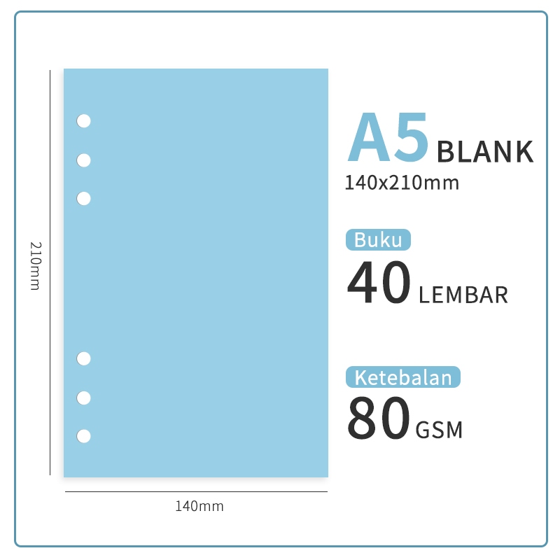 Jual Kertas Binder/Loose Leaf Warna A6 A5 Binder A5 A6 6 Holes / Ring Refill Loose Leaf Kertas ...