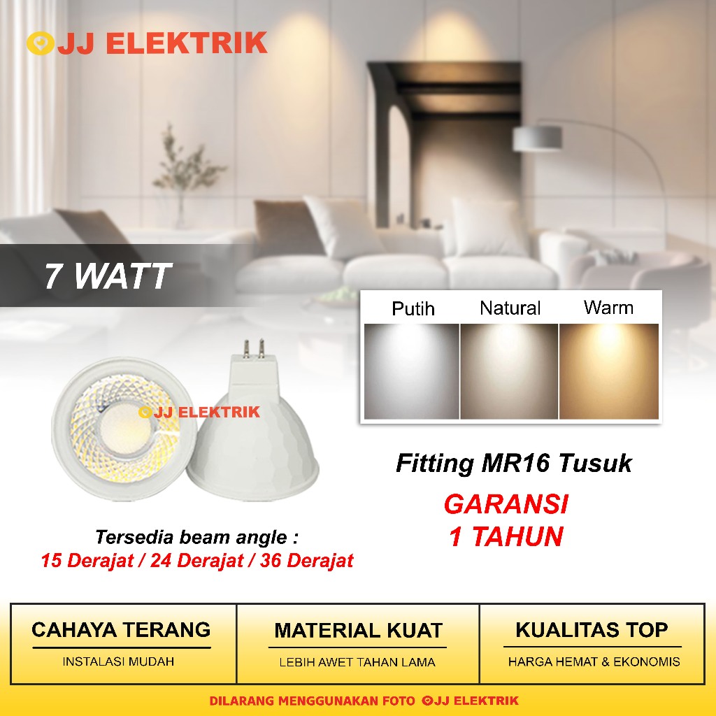 Jual Lampu Spotlight Sorot Halogen LED 7 Watt 7W 220V MR16 15D 24D 36D Garansi | Shopee Indonesia