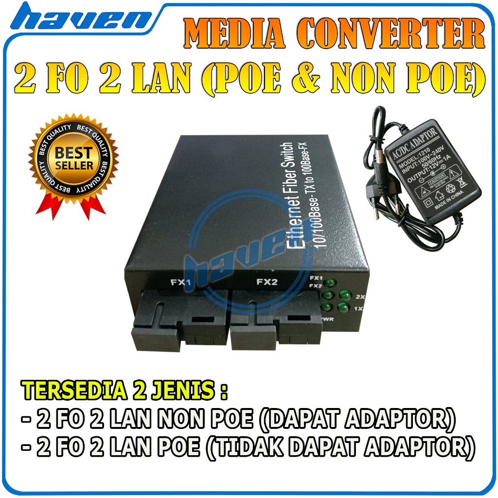 Jual Media Converter 2 FO 2 LAN 2 SC 2 RJ45 10/100 Mbps Full Body ...