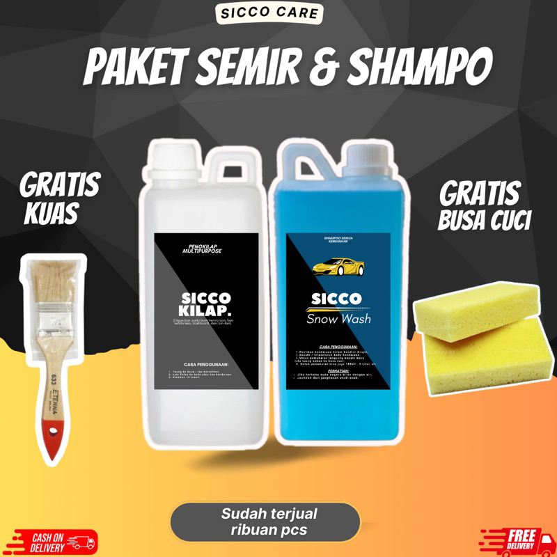 Jual Sicco Paket Semir Ban & Shampo Sabun Motor Mobil Snow Wash ...