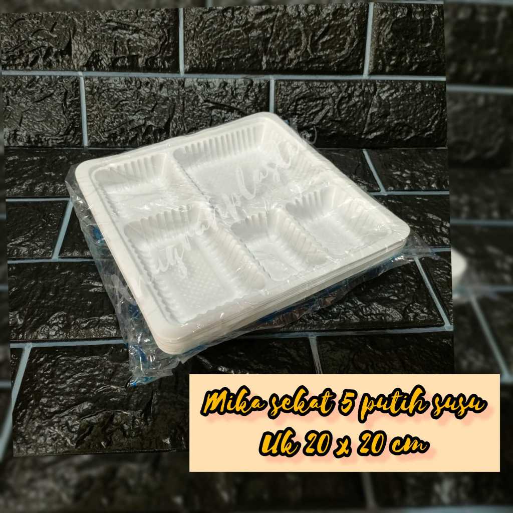 Jual Mika plastik sekat 5 PUTIH SUSU / Mika nasi UK 20x20 | Shopee ...