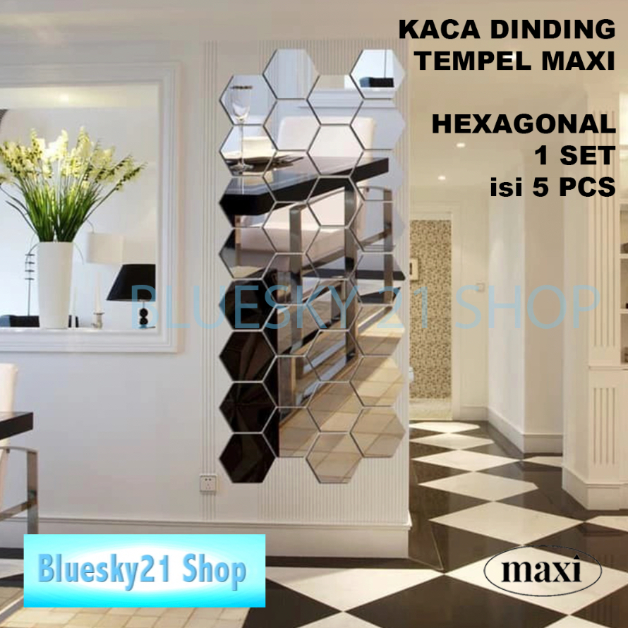Jual [MAXII] HEXA 1 SET 5 PCS - Cermin Tempel Dinding DROMMARE Kaca ...