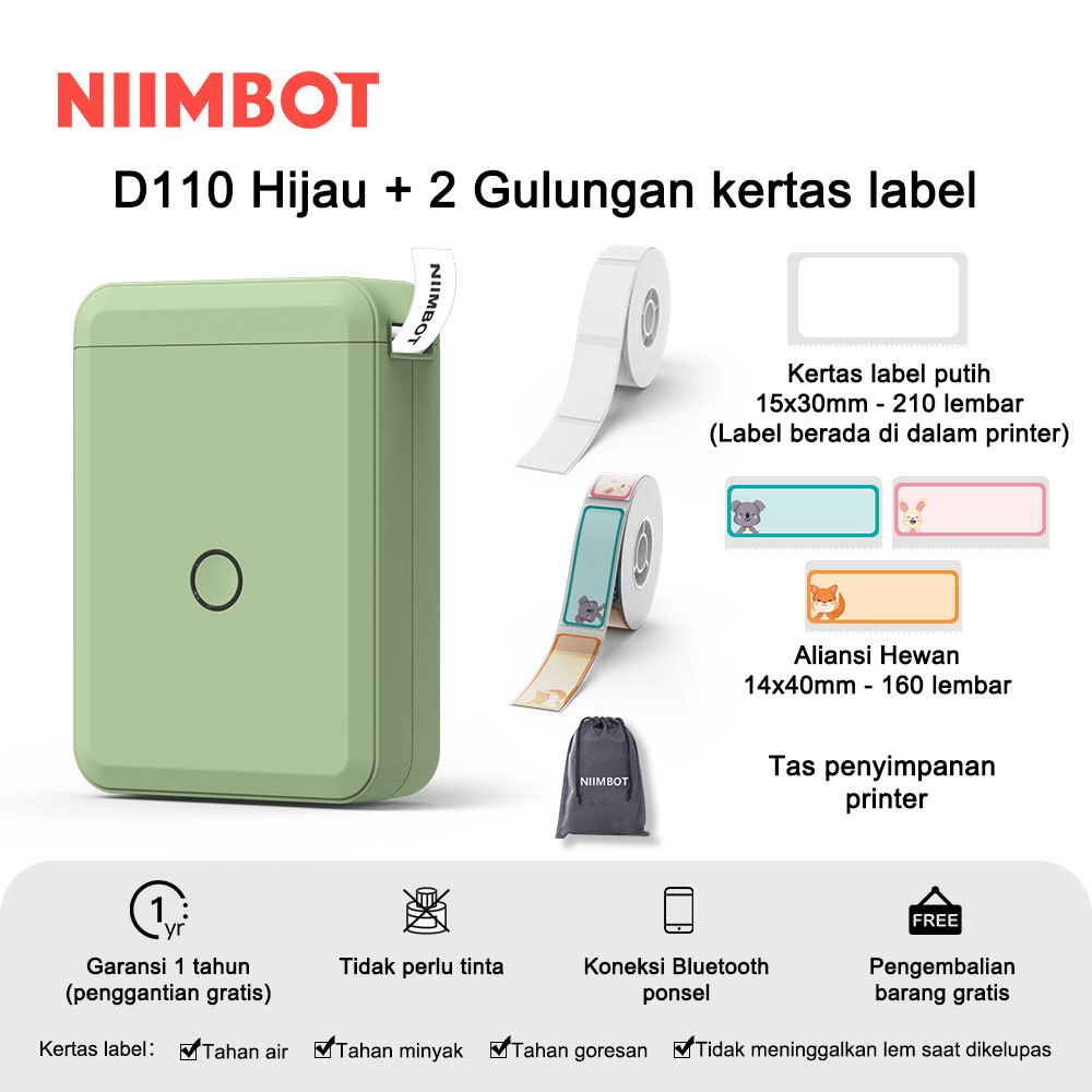 Jual NIIMBOT D110 Perekat Label Termal Portabel Nirkabel Bluetooth ...