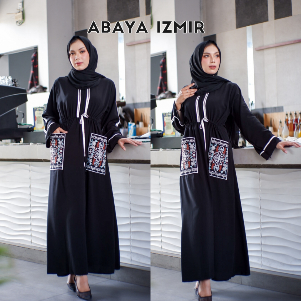 Jual Galeri Lyla Abaya Hitam Gamis Saudi Jetblack Premium Bordir List - IZMIR | Shopee Indonesia