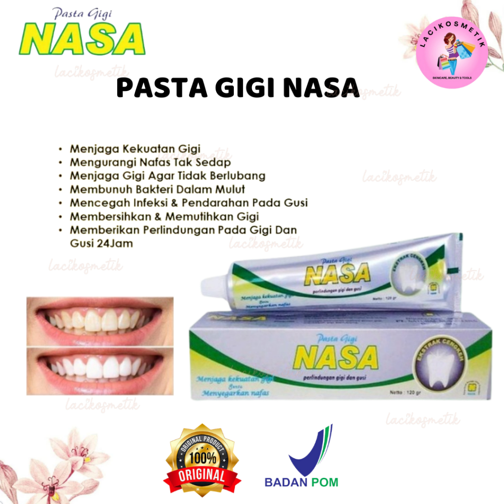 Jual LACIKOSME PASTA GIGI NASA - ODOL HERBAL PEMUTIH GIGI & PERONTOK ...