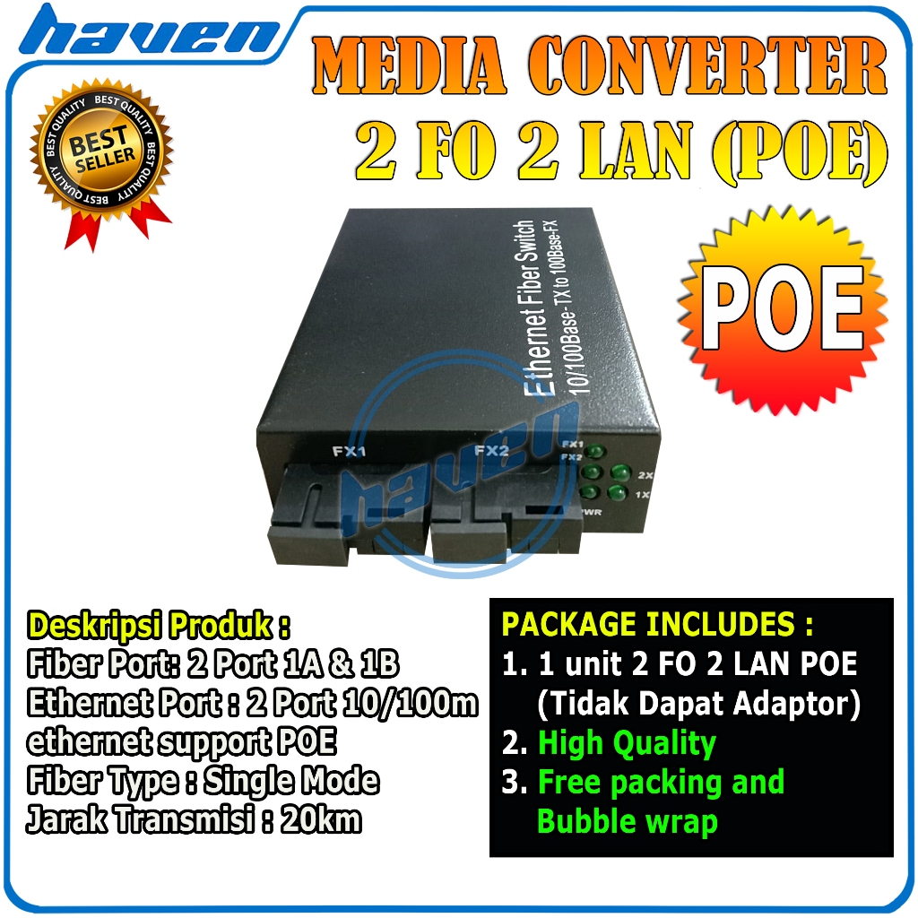Jual Media Converter 2 FO 2 LAN 2 SC 2 RJ45 2F2E POE 10/100 Mbps Casing Switch Fiber Optic Optik ...