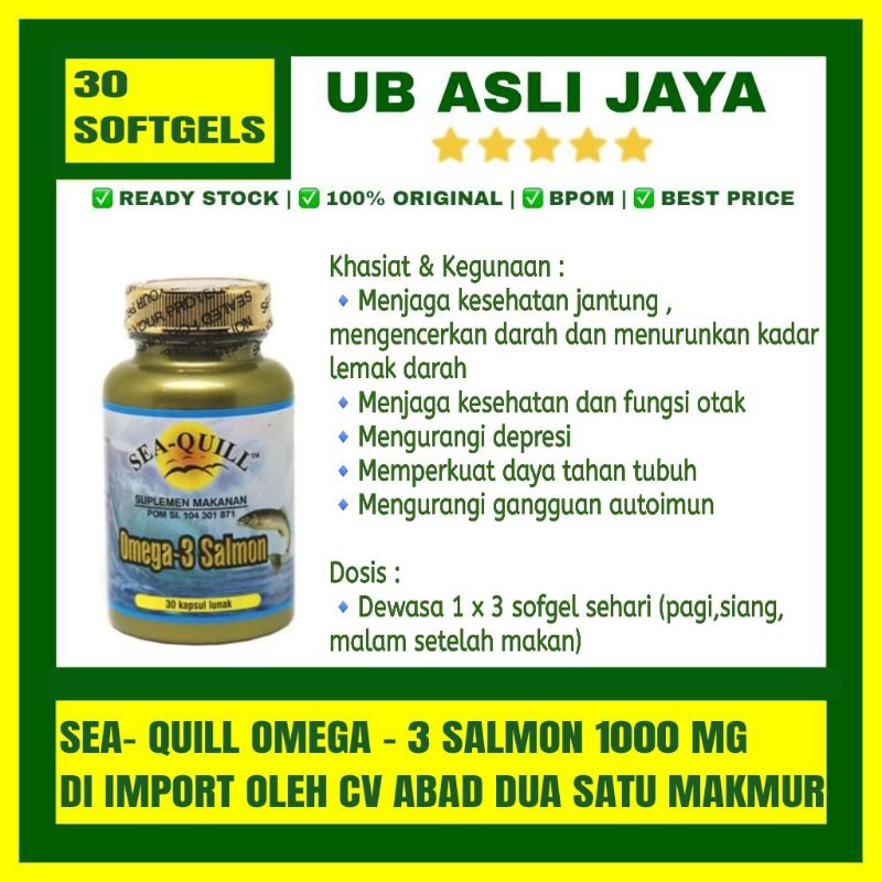 Jual Sea Quill Omega 3 Salmon 30 softgels original | Shopee Indonesia