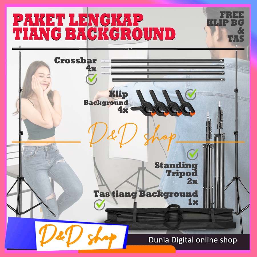 Jual TIANG BACKGROUND Stand Backdrop Foto Studio 190 x 300 cm MURAH ...