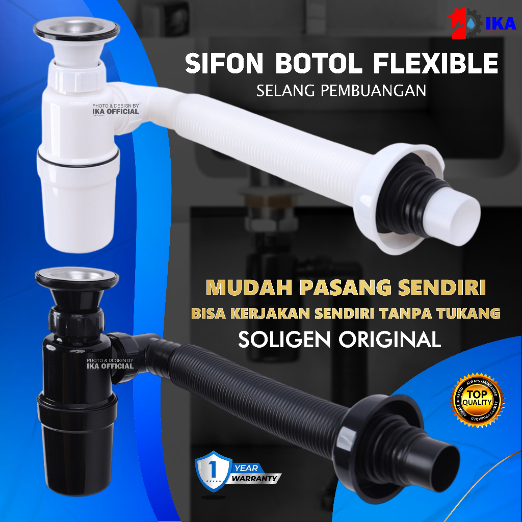 Jual Sifon Botol Fleksibel PVC Soligen D1W D1B Selang Pembuangan ...