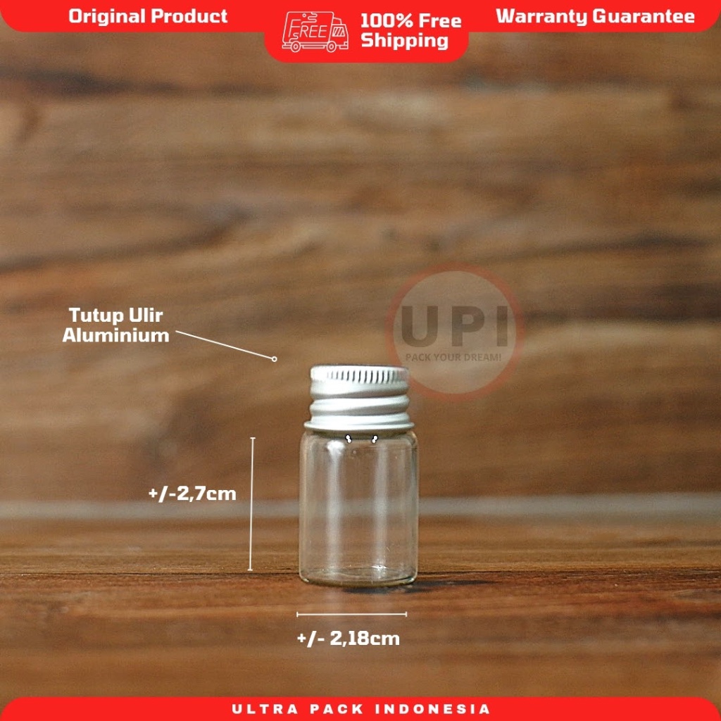 Jual BOTOL KACA 5ML CLEAR + TUTUP ULIR ALUMINIUM SILVER | Shopee Indonesia