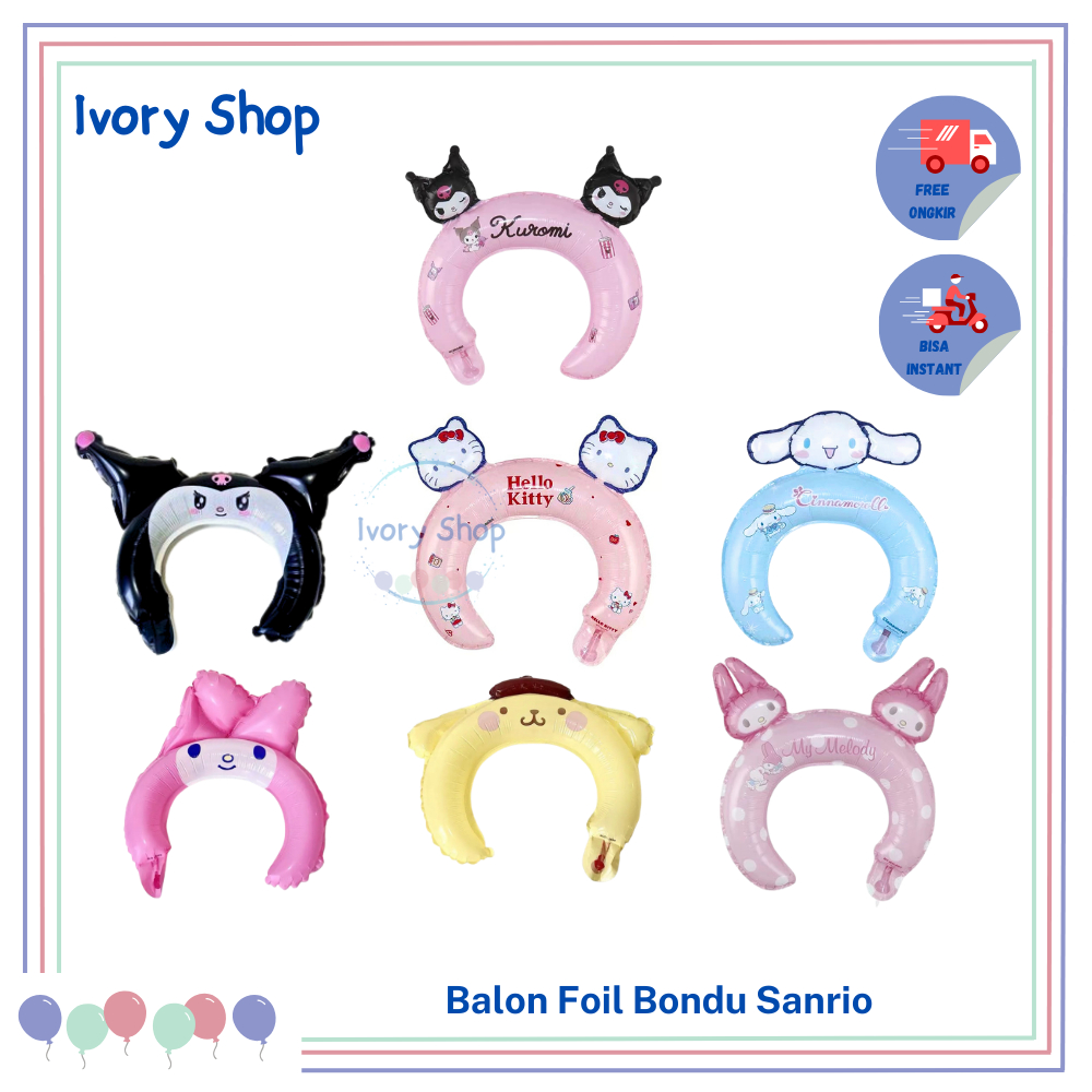 Jual Balon Foil Bondu Sanrio Kuromi Cinnamoroll Bando Hellokitty My ...