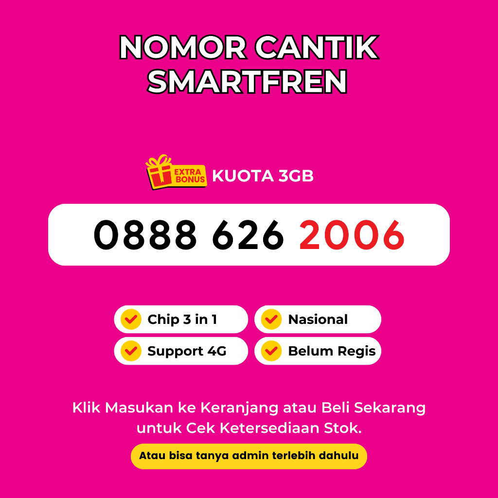 Jual Kartu Perdana Cantik Smartfren Tahun Lahir Bonus Kuota 3GB - Nomor ...