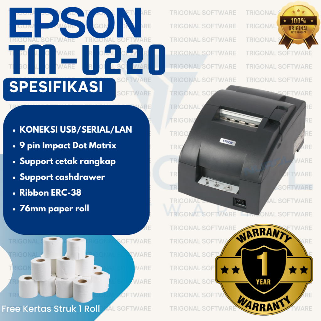 Jual Printer Dot Matrix Epson TM-U220D Cetak Struk Rangkap Manual ...