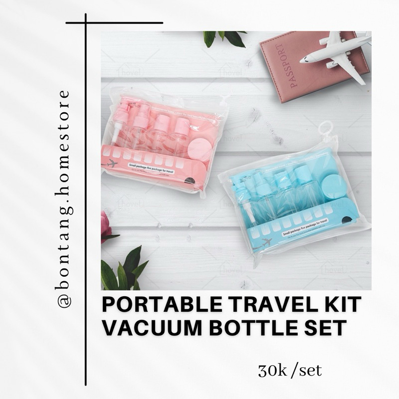 Jual PORTABLE TRAVEL KIT || TRAVEL VACUUM BOTTLE SET 7IN1 || TRAVEL PACK SET BOTOL MINI KOSMETIK ...