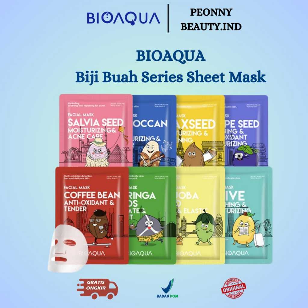 Jual BIOAQUA Sheet Mask Masker Wajah Biji Buah Series |Face Mask|25ml ...