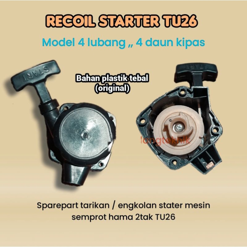 Jual Recoil starter assy mesin semprot hama pertanian 2T - 4 lubang baut, 4 daun | sparepart ...