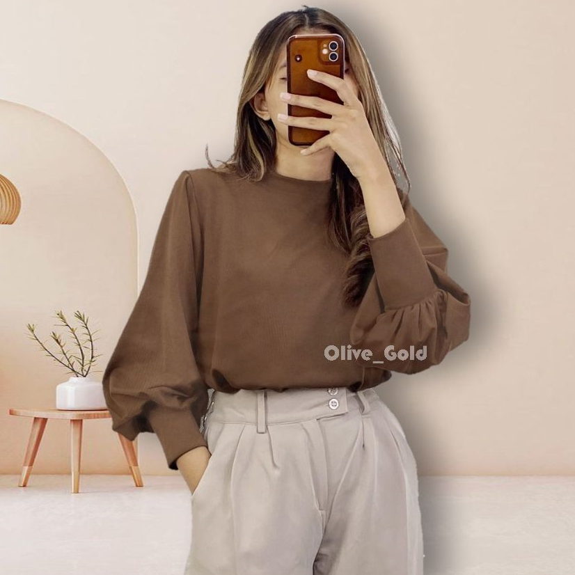 Jual OLIVE Arina Blouse Ballon Blouse Atasan Wanita Atasan Ballon KAOS ...