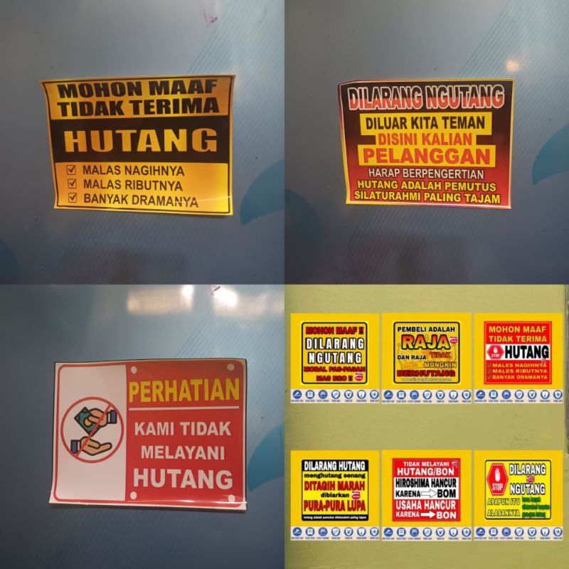 Jual stiker dilarang ngutang stiker hutang A4 | Shopee Indonesia