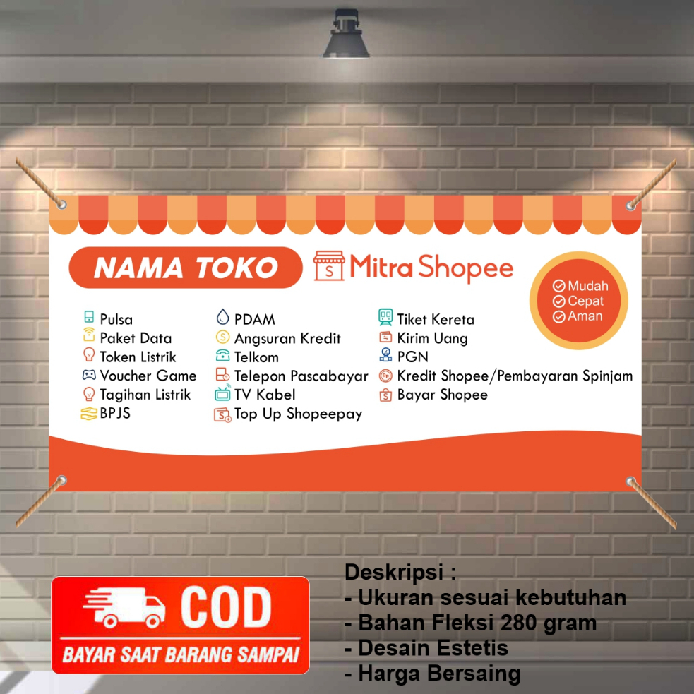 Jual Banner Spanduk Backdrop Mitra Shopee/Banner Mitra Shopeee Custome ...