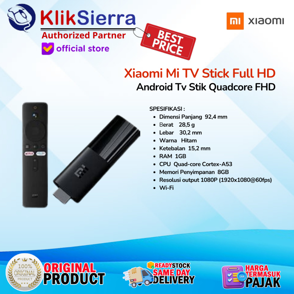 Jual Xiaomi Mi TV Stick Full HD Android TV Stik Quadcore FHD Garansi ...