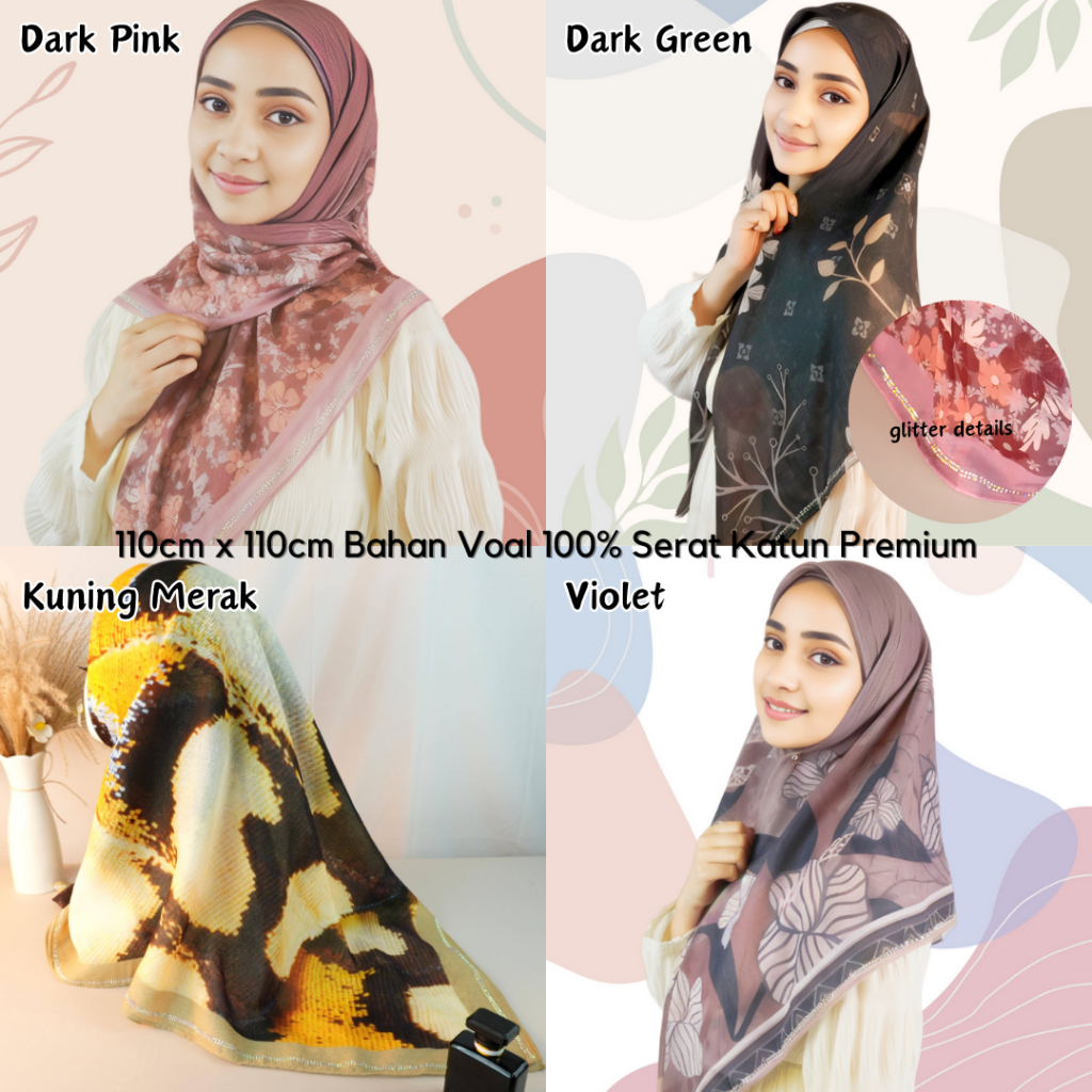 Jual LuxeLane Hijab Bahan Voal 100% Serat Katun Cotton Premium Kerudung Glitter Diamond Jilbab ...