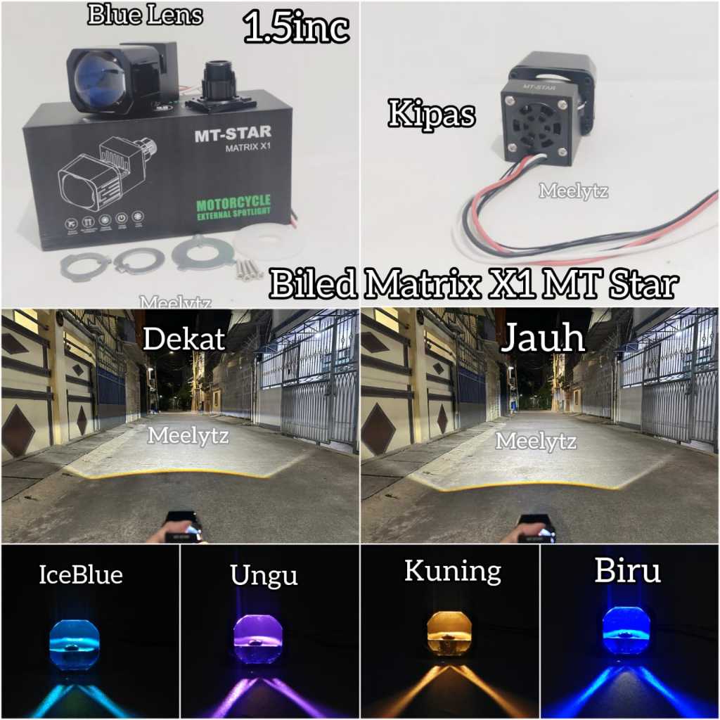 Jual Projector Biled Matrix X1 MT Star 1.5INC Blue Lens Plus kipas Plus ...