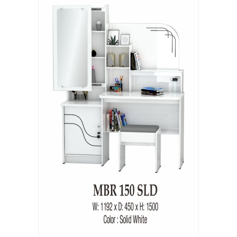 Jual Meja Rias Besar Sliding Putih Lebar Matkens Meja Make Up MBR 150 ...