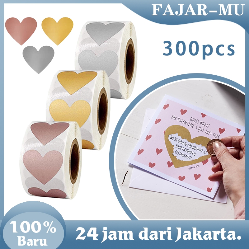 Jual Sticker Gosok 300pcs Label Gosok Bentuk Hati Scratch Off Pin Label ...